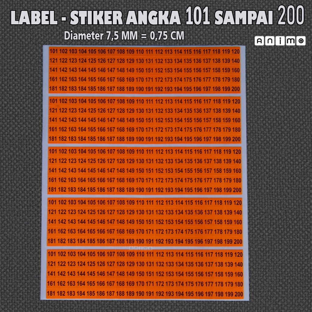 Jual LABEL - STIKER ANGKA WARNA 101 SD 200 - COLOR NUMBER STICKERS 101 ...