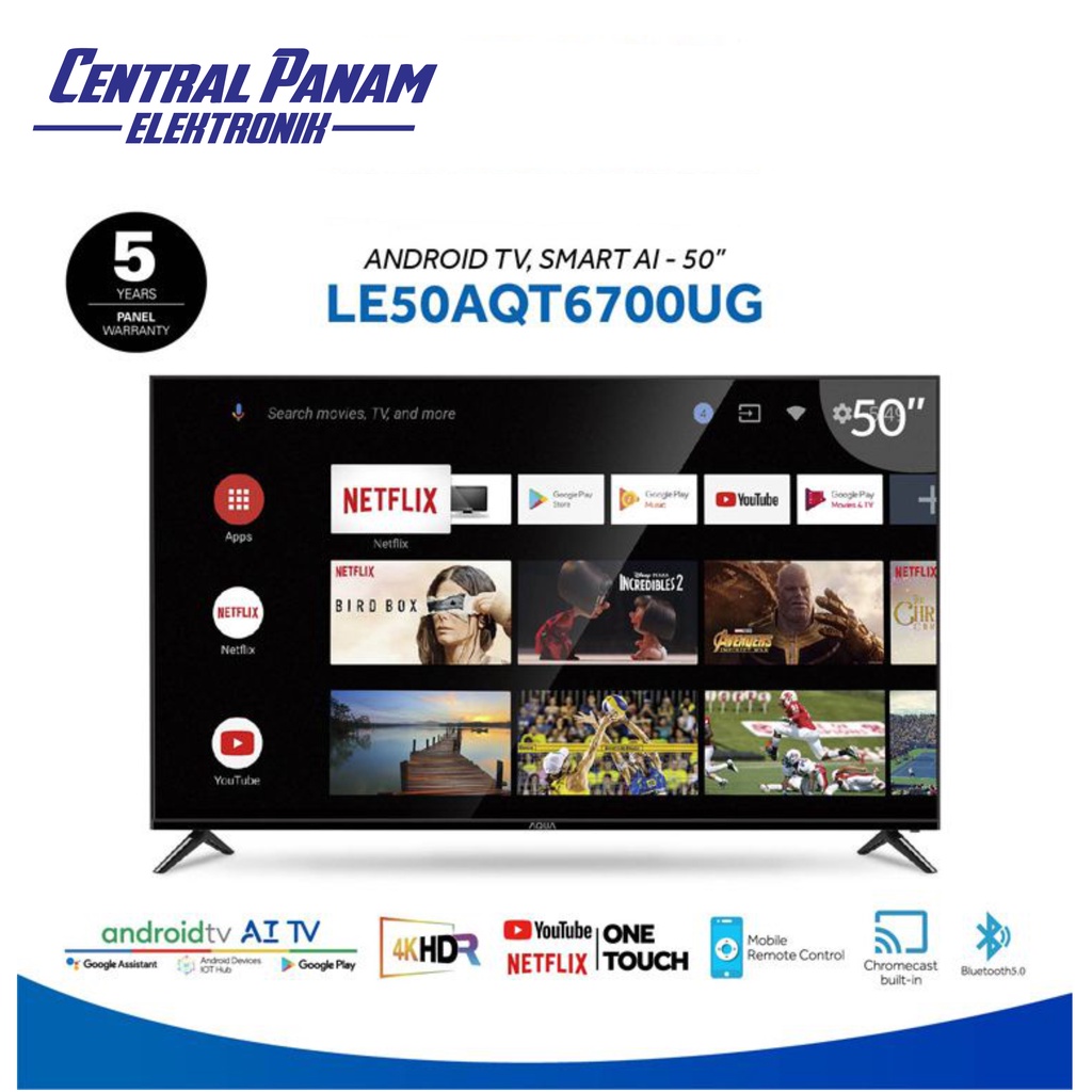 Jual AQUA android TV Smart AI 50AQT6700UG Central Panam Elektronik ...