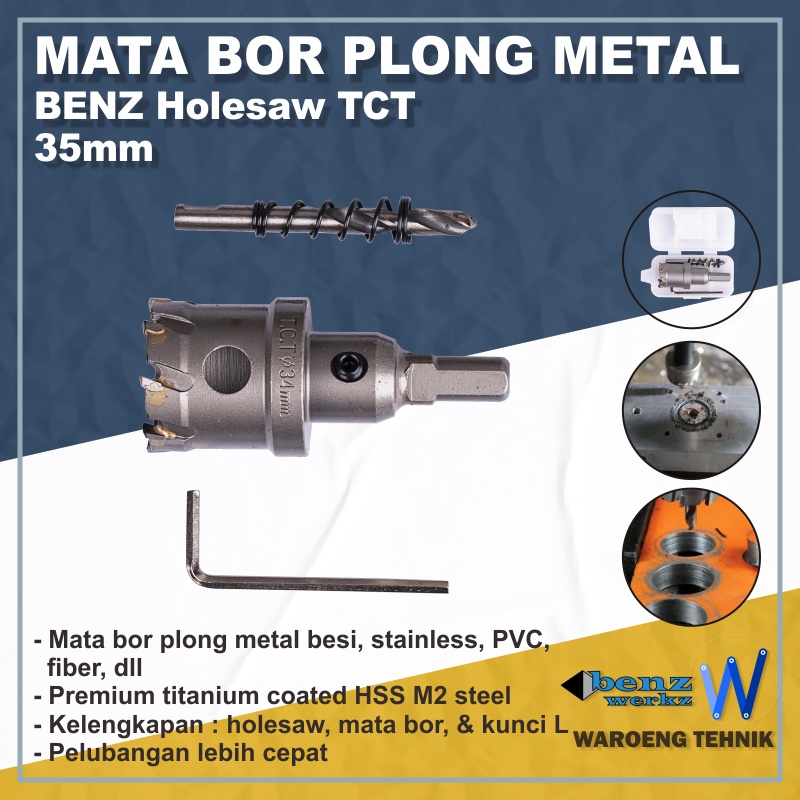 Jual Mata Bor Plong Metal Besi 35mm BENZ Hole Saw TCT 35mm | Shopee ...