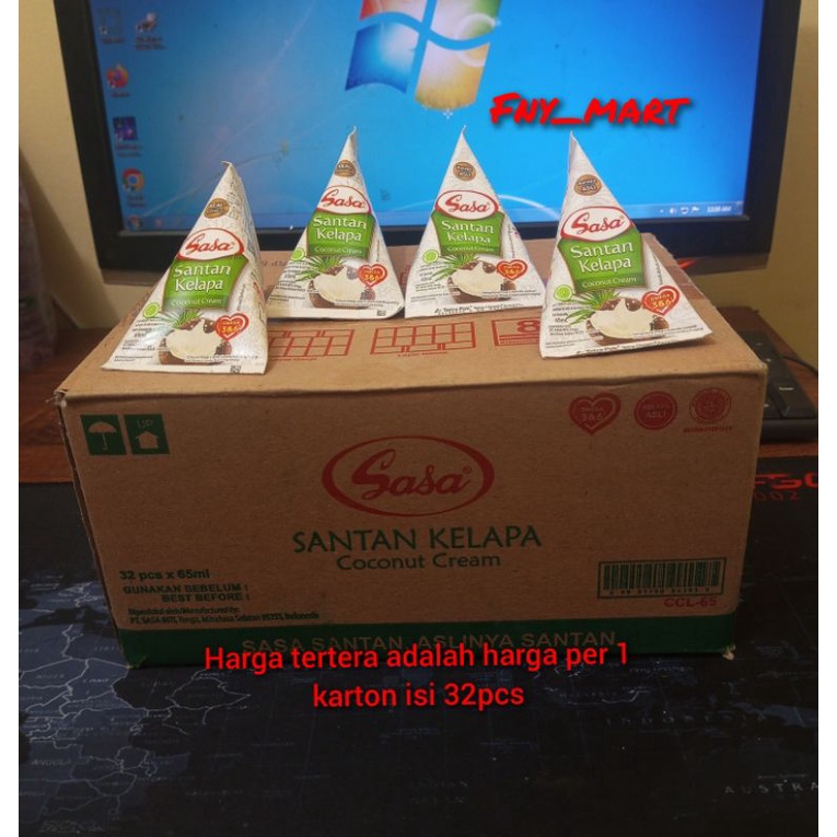 Jual Sasa Santan Kelapa 65ml 1 Karton ( isi 32 pcs ) / Santan Kelapa ...