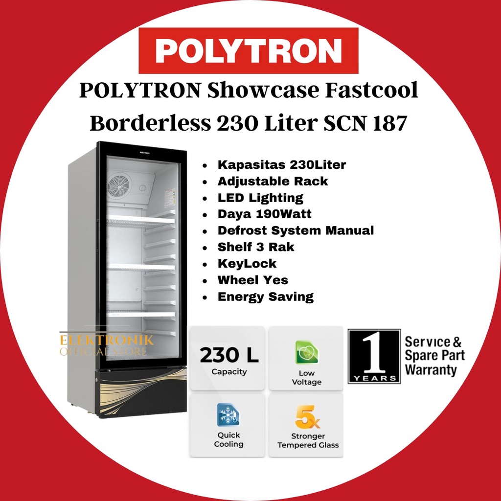 Jual POLYTRON SHOWCASE SCN 187 Fastcool Borderless 230 Liter/SCN187 ...