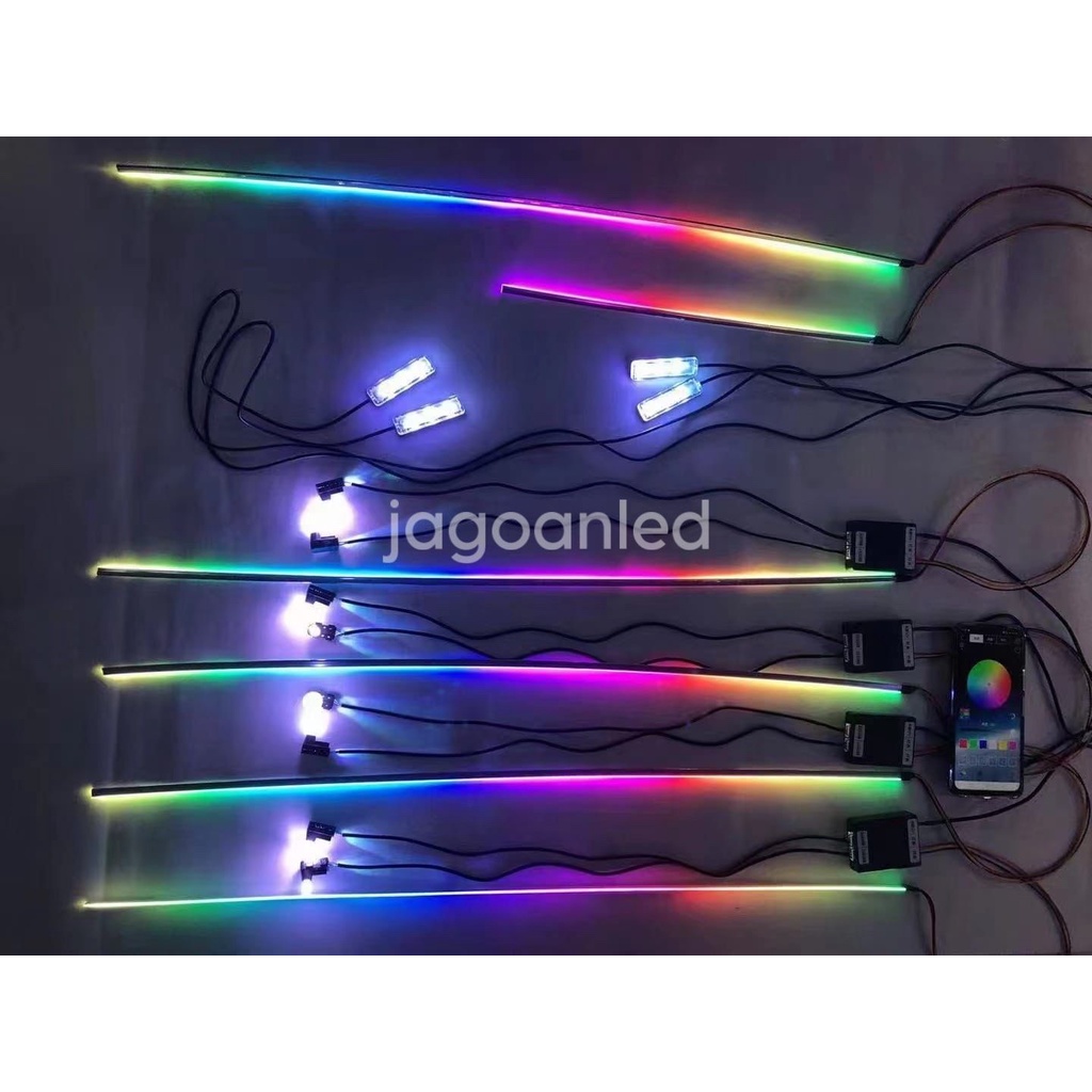 Jual Ambient Light Car RGB LED Interior Mobil App Bluetooth Running 18 ...