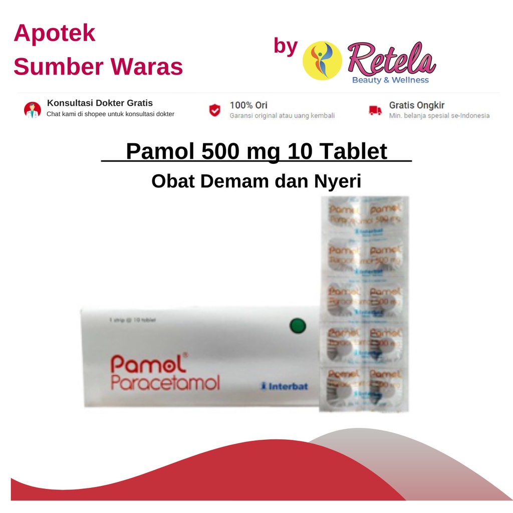 Jual PAMOL 500MG 1 STRIP 10 TABLET/ PARACETAMOL/ PENURUN DEMAM | Shopee ...