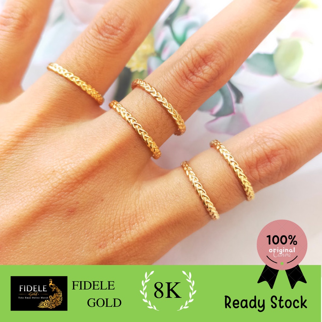 Jual Cincin stack polos UBS emas asli two way look | Shopee Indonesia