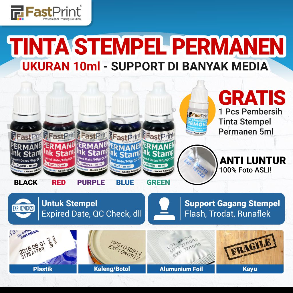Jual Fast Print Tinta Stempel Permanent Tanggal Kadaluarsa Waterproof ...