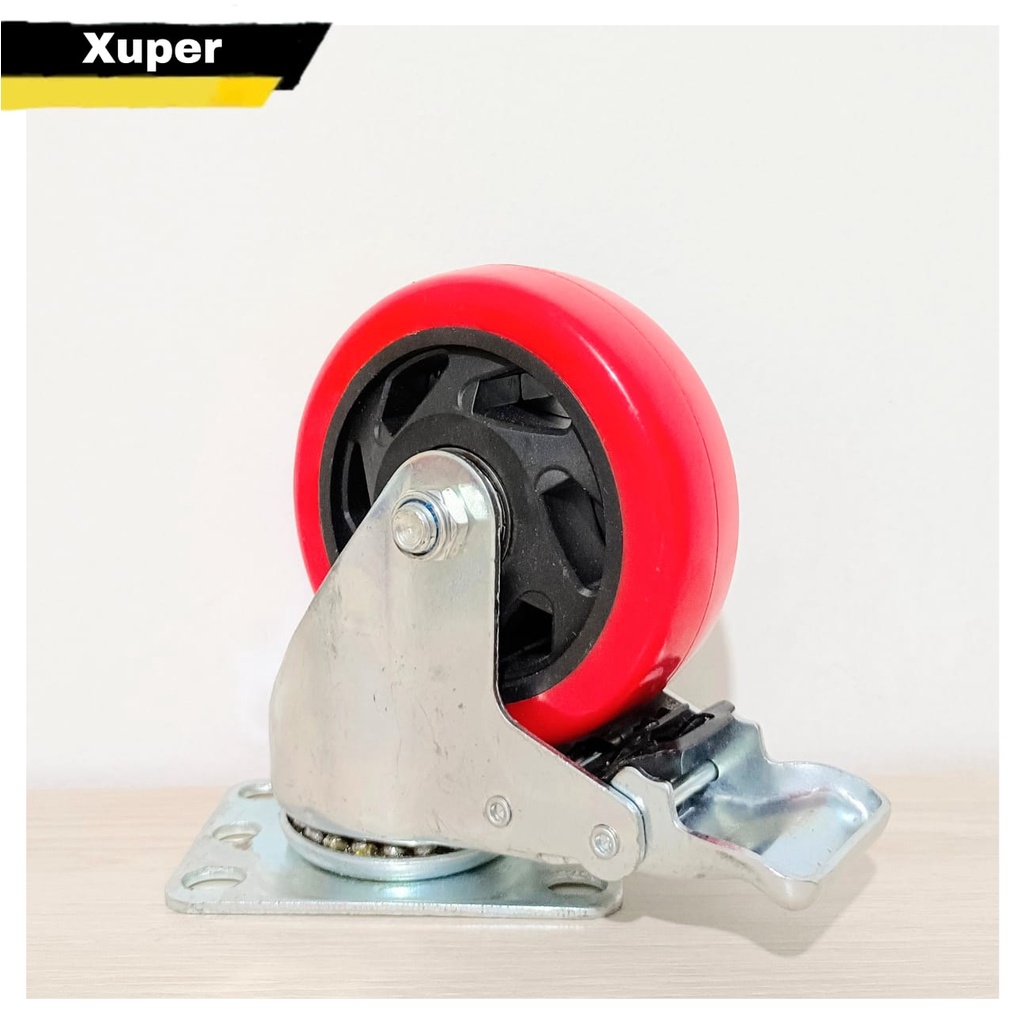 Jual RODA PVC MERAH 3 INCH REM / SWIVEL 75 MM | Shopee Indonesia
