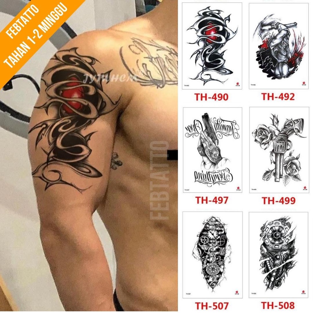 Jual Tato Temporer Ukuran 21cm x 15cm Motif Tulisan Tribal TH 490 Tato ...