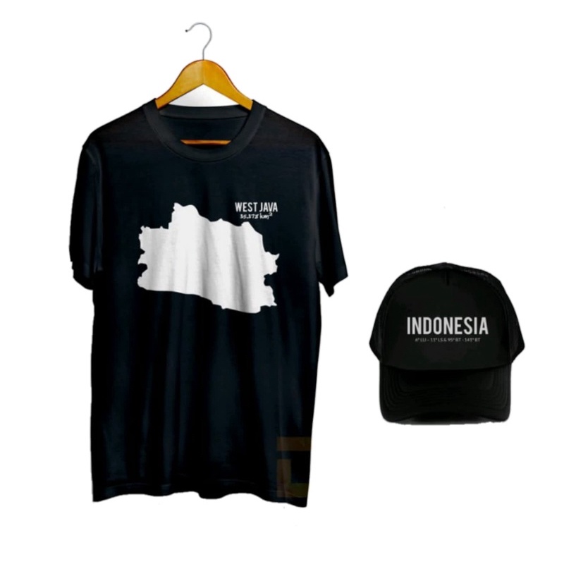 Jual Kaos Bonus topi Peta West Java Kaos peta Jawa barat indonesia ...