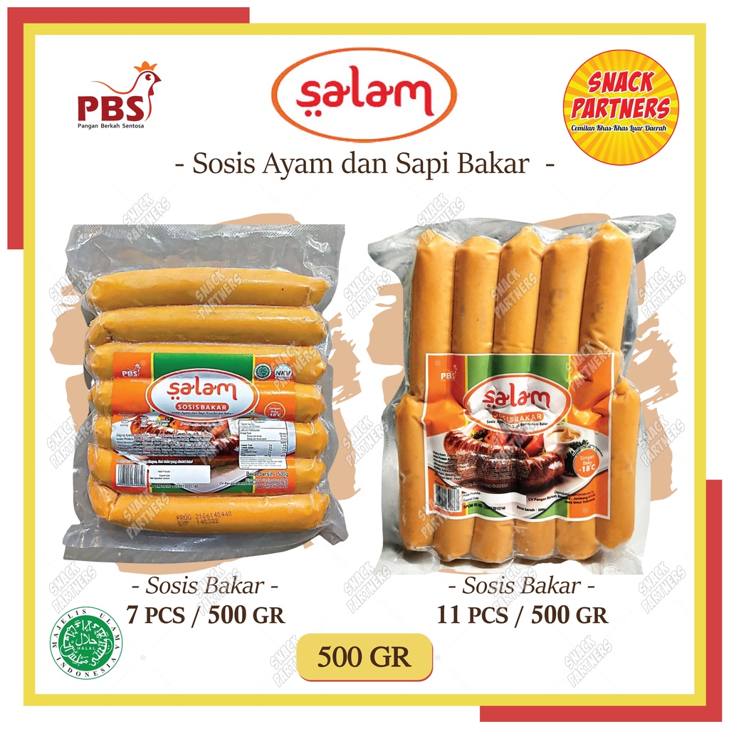 Jual SALAM Sosis Ayam dan Sapi Kombinasi Bakar 7 PCS / 11 PCS 500 GR ...