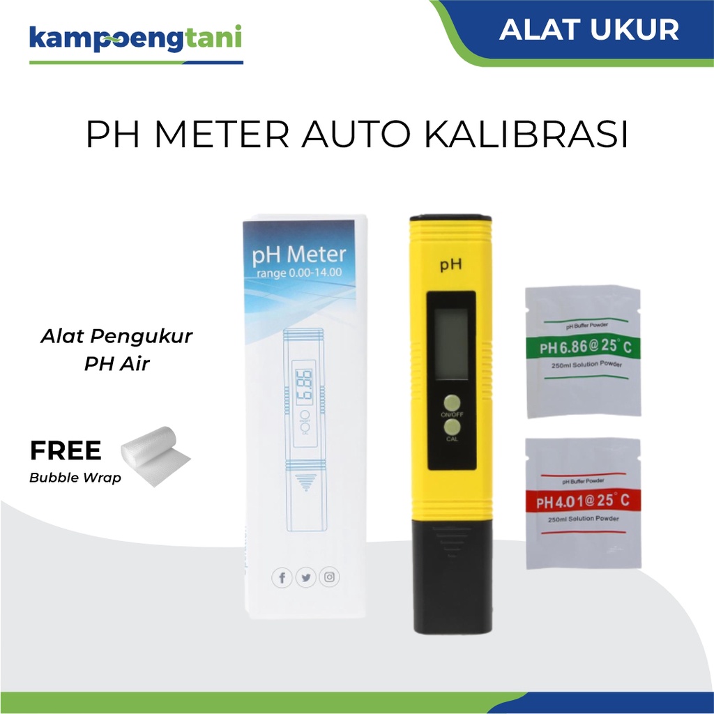 Jual pH Meter Auto Calibrate + Bubuk Kalibrasi Alat Pengukur pH Air ...