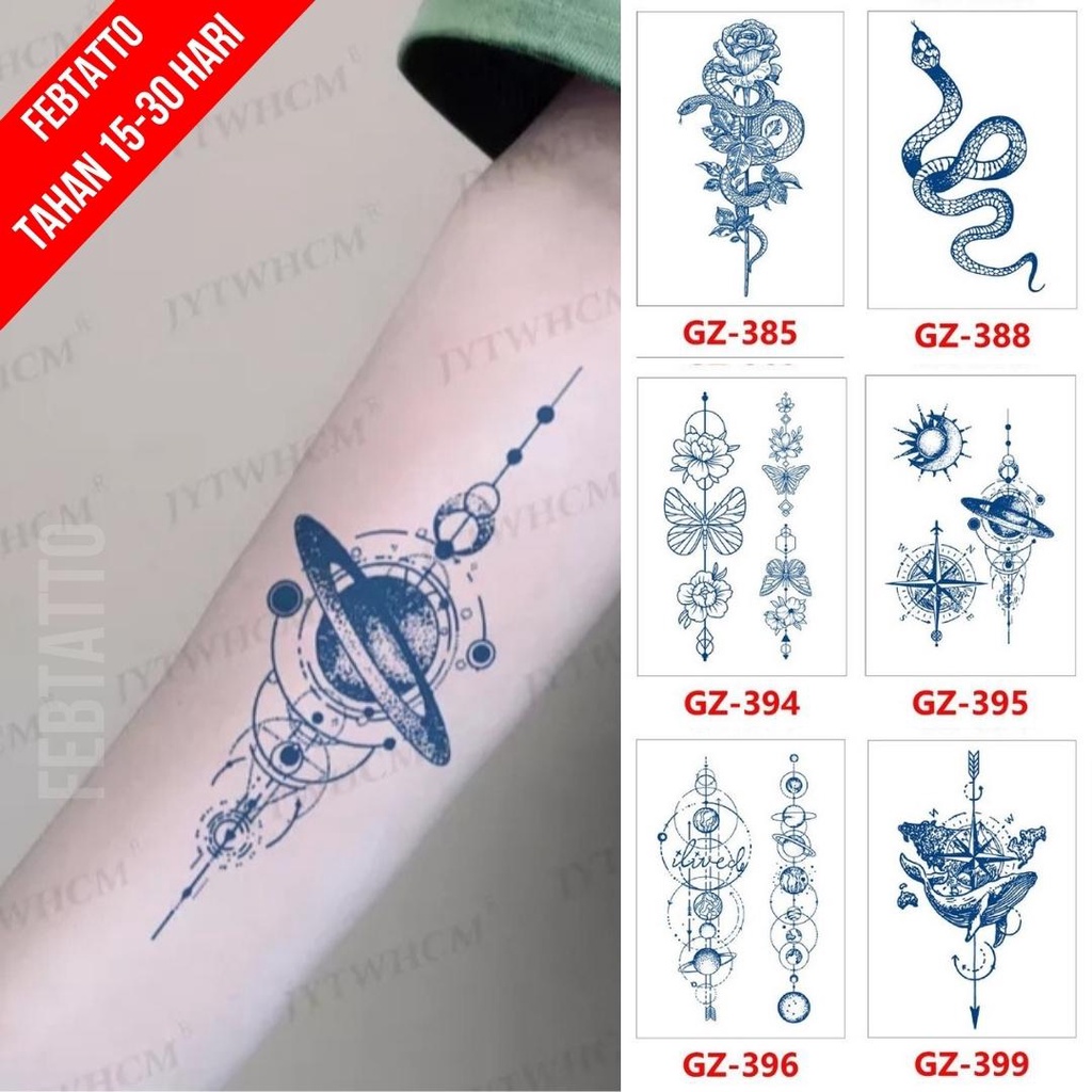 Jual Tato Temporer Ukuran 18cm x 11cm Motif GZ 395 Kompas Planet Bulan ...
