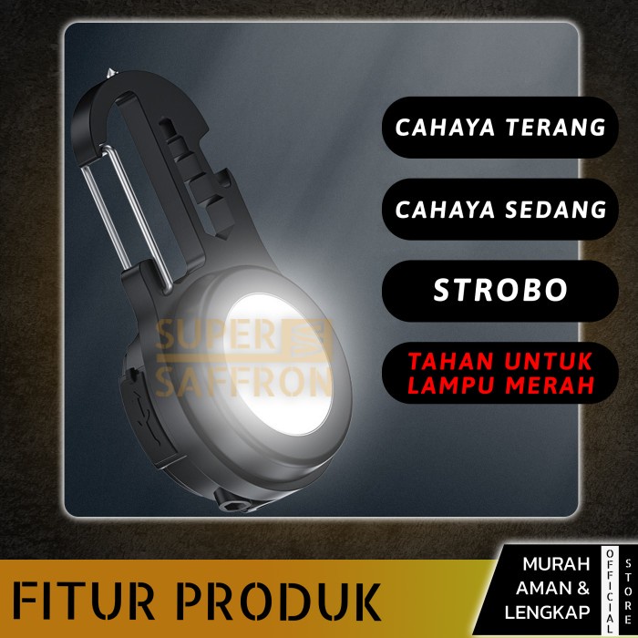 Jual Lampu Senter LED Emergency Keychain Flashlight Portable 7 Mode ...