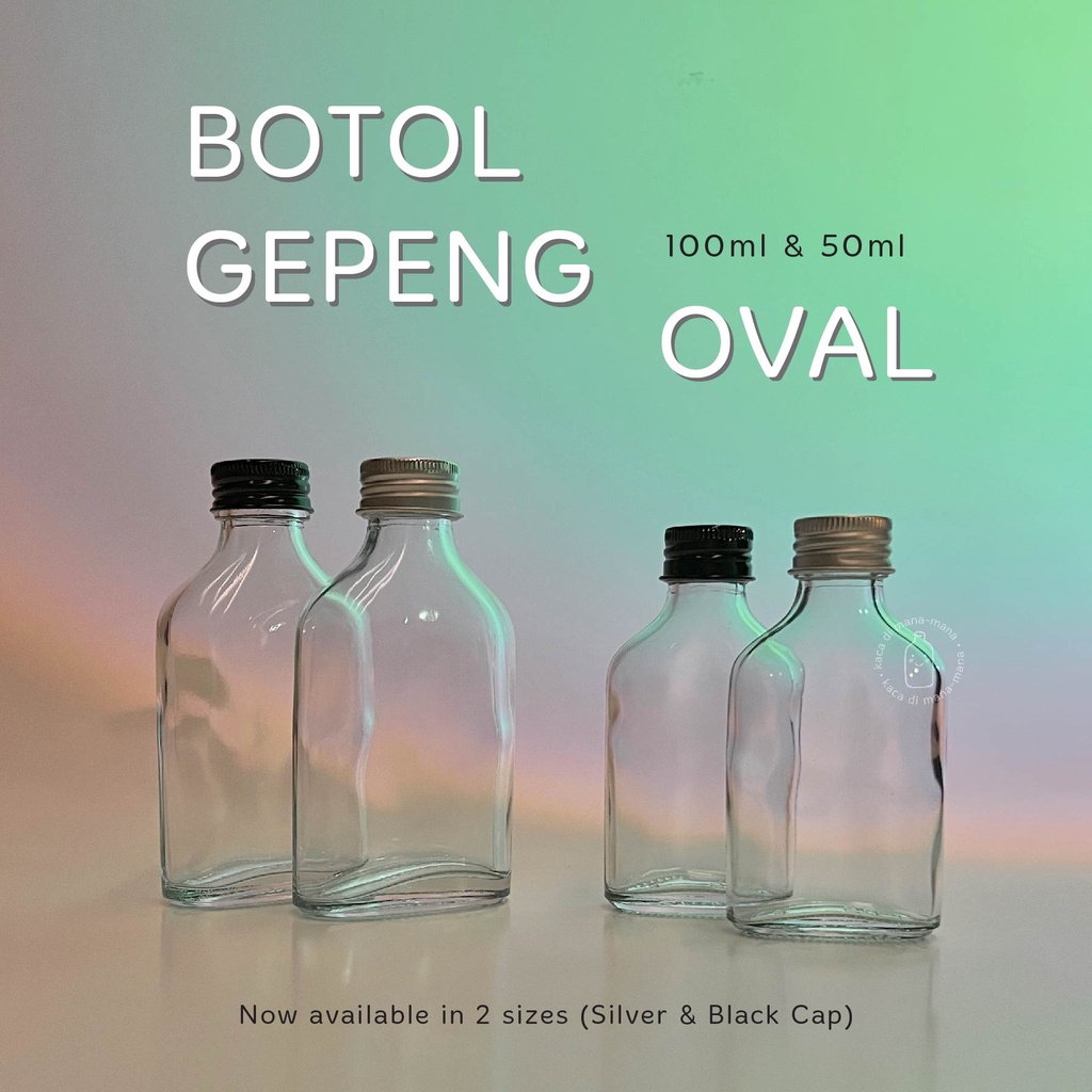 Jual Botol kaca gepeng oval flat oval glass bottle - botol juice kopi ...