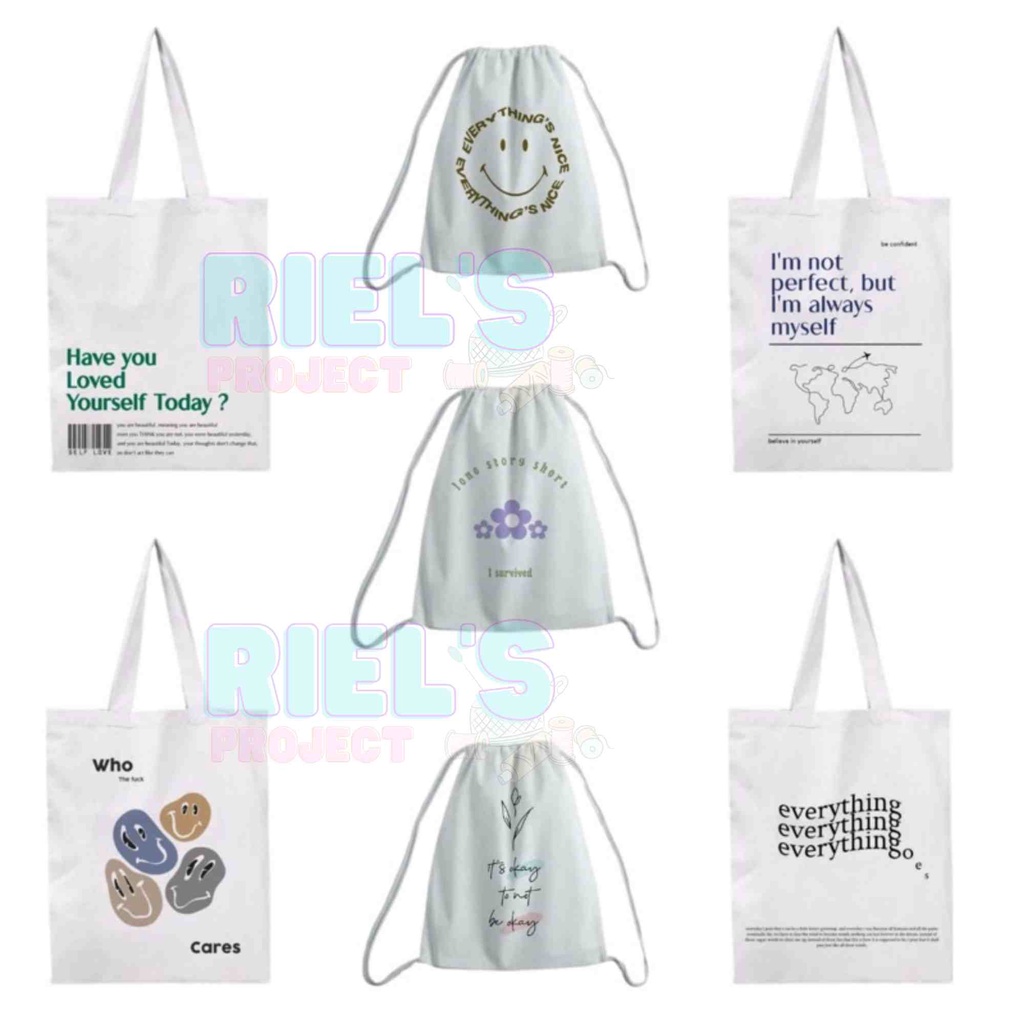 Jual Tote Bag atau String Bag aesthetic ukuran 30*40 printing sublime ...