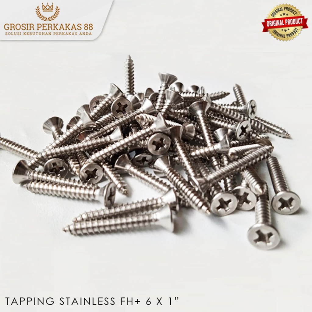 Jual Skrup Stainles Stenlis Tapping Screw Sekrup Stainless 1 Inch Flat ...