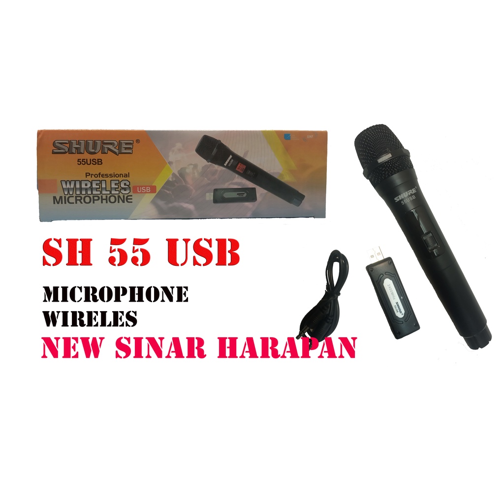 Jual mic Wireles sure sh 55 usb/mic wireless shure sh 55 usb | Shopee ...