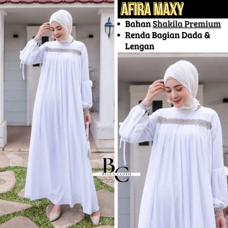 Jual Afira Dress-Baju Gamis Wanita Putih - Gamis Crinkle Airflow ...
