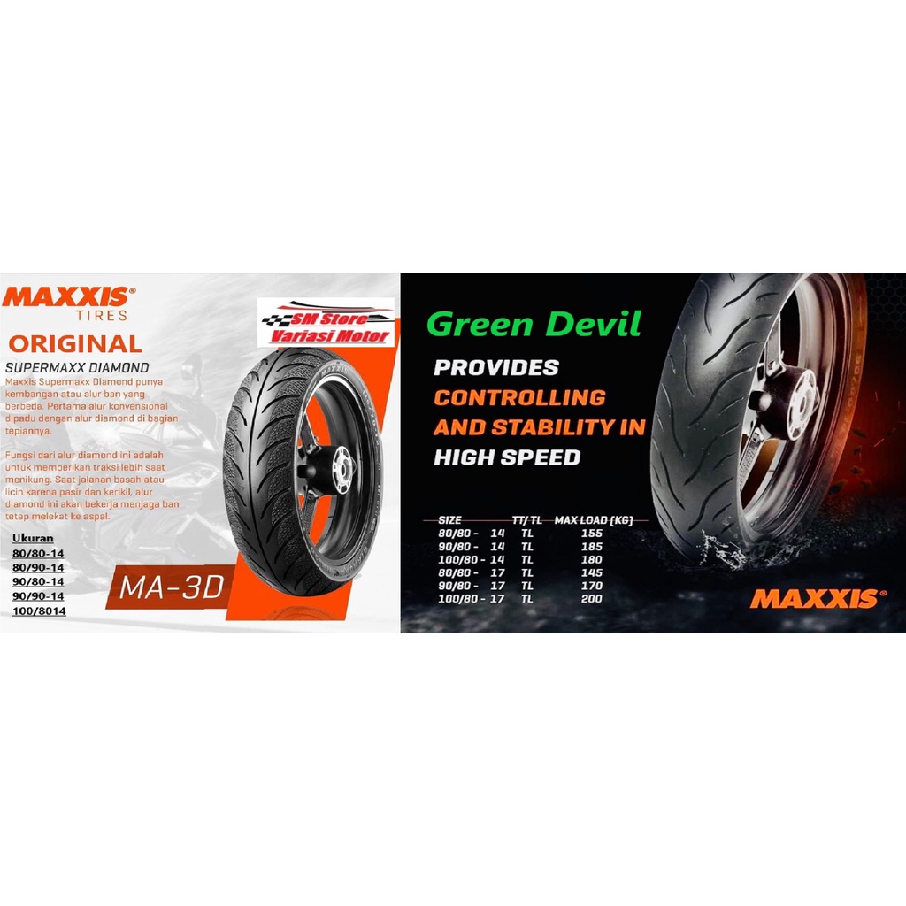 Jual Ban Tubles Maxxis Medium Compound Green Devil Diamond Motor Matic ...