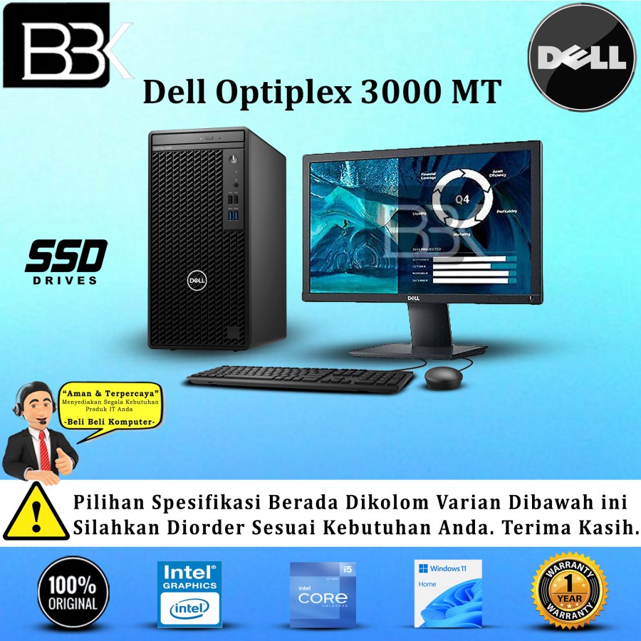 Jual PC Dell Optiplex 3000 MT i5-12500 4GB 8GB 1TB 256GB W11HSL 1YR ...