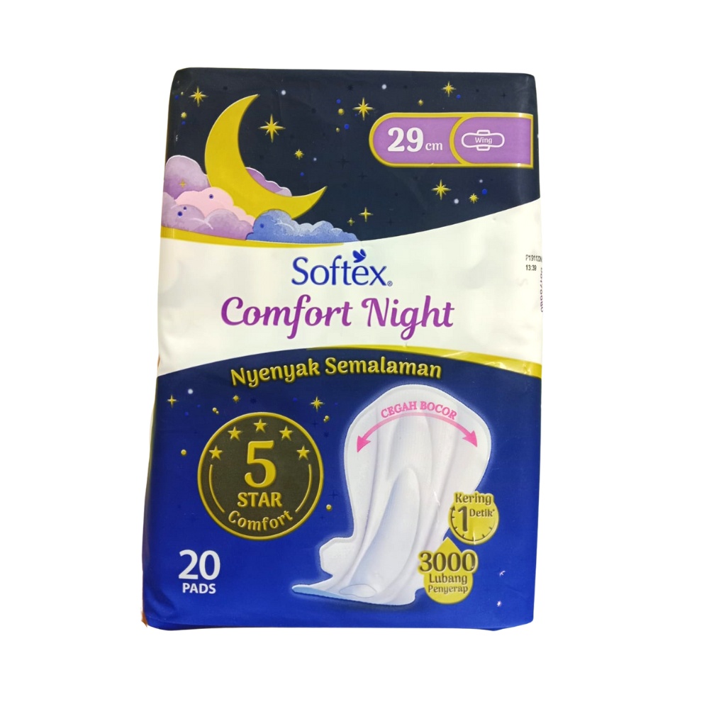 Jual Softex Comfort Night isi 20 pads 29cm Wing Pembalut Wanita Malam ...