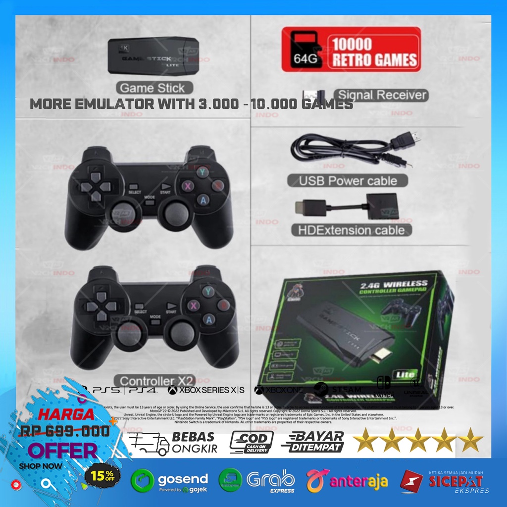 Jual Stick 4K with SD Card 64GB Game Mini Console Box Retro TV Video ...