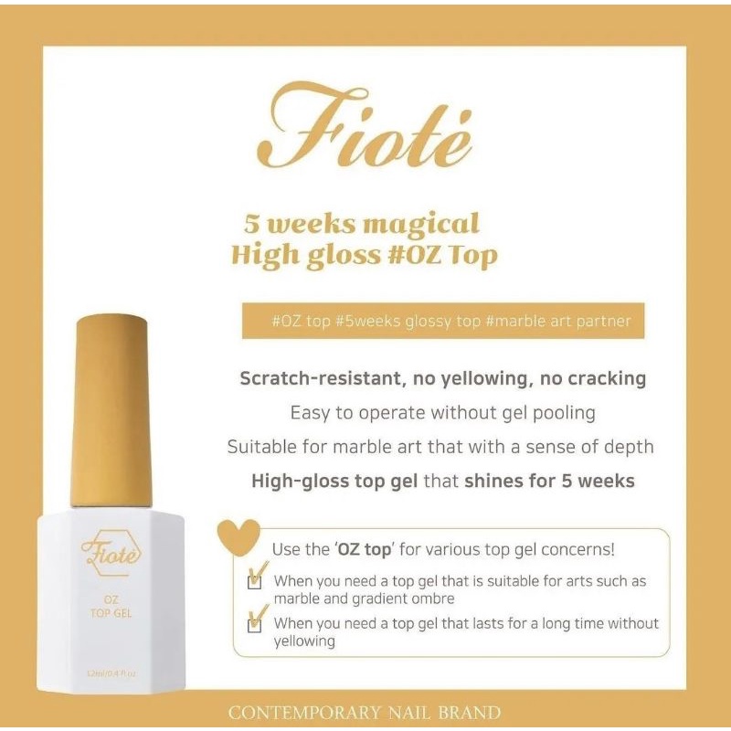Jual FIOTE - [OZ Top Coat] GEL NAIL POLISH KUTEK UV KOREA | Shopee Indonesia