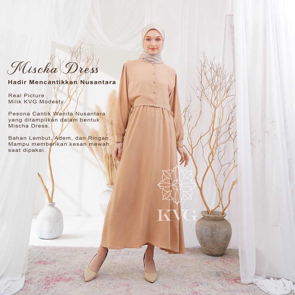 Jual KVG Modesty Gamis Cringkle Premium Dress Mischa | Shopee Indonesia