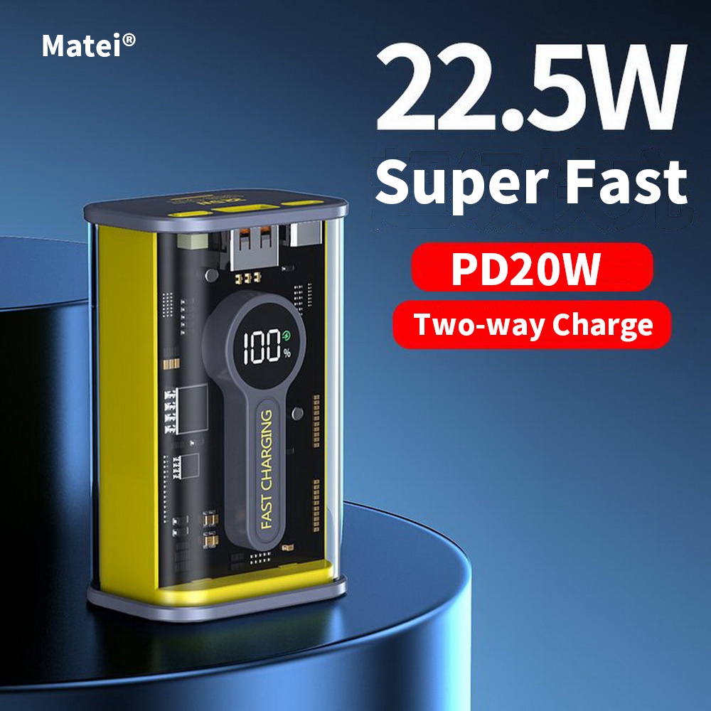 Jual Matei Power Bank 20000mah Transparan Powerbank Fast Charge 22.5W ...