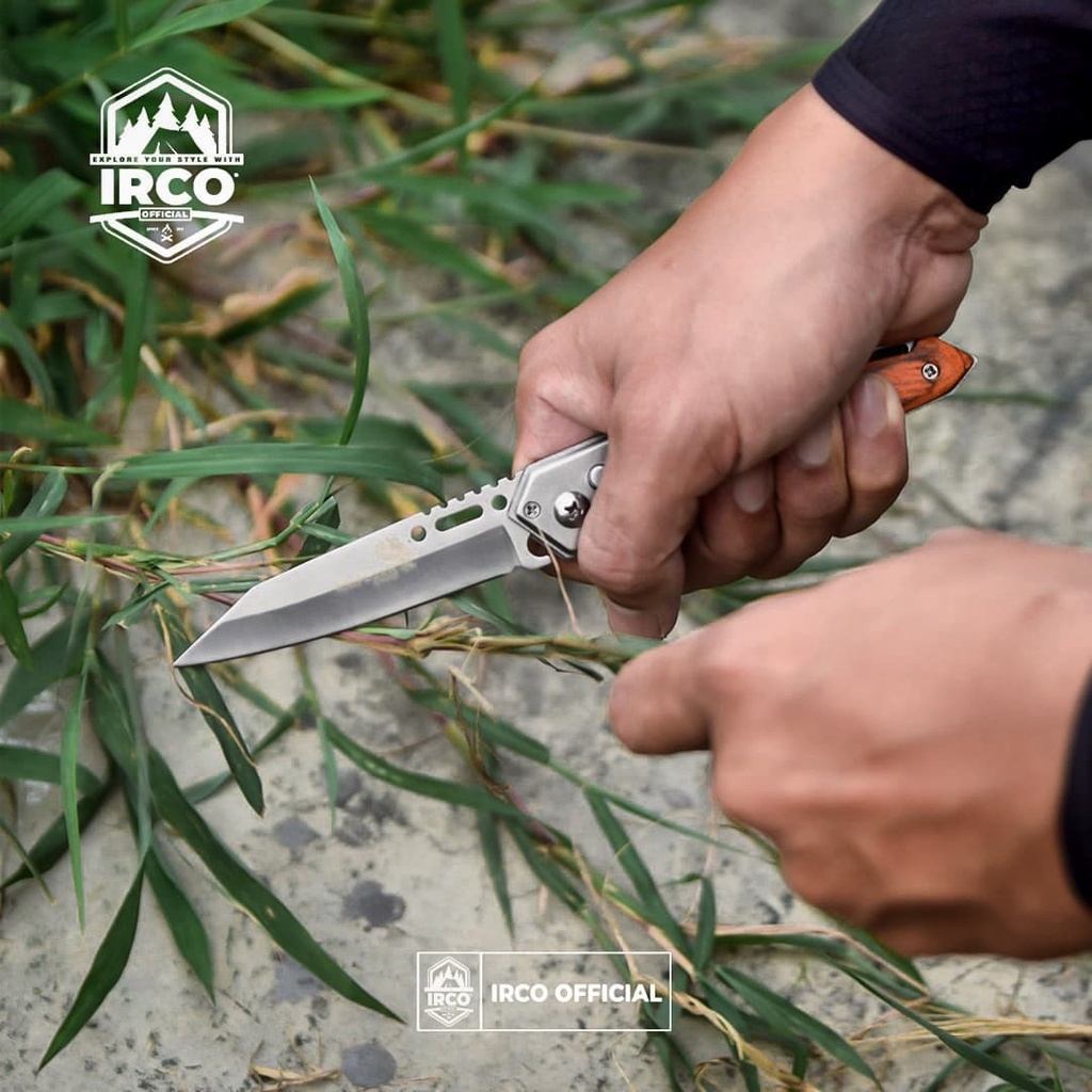 Jual IRCO Pisau Saku Lipat Stainless Steel Gagang Kayu - Bushcraft ...
