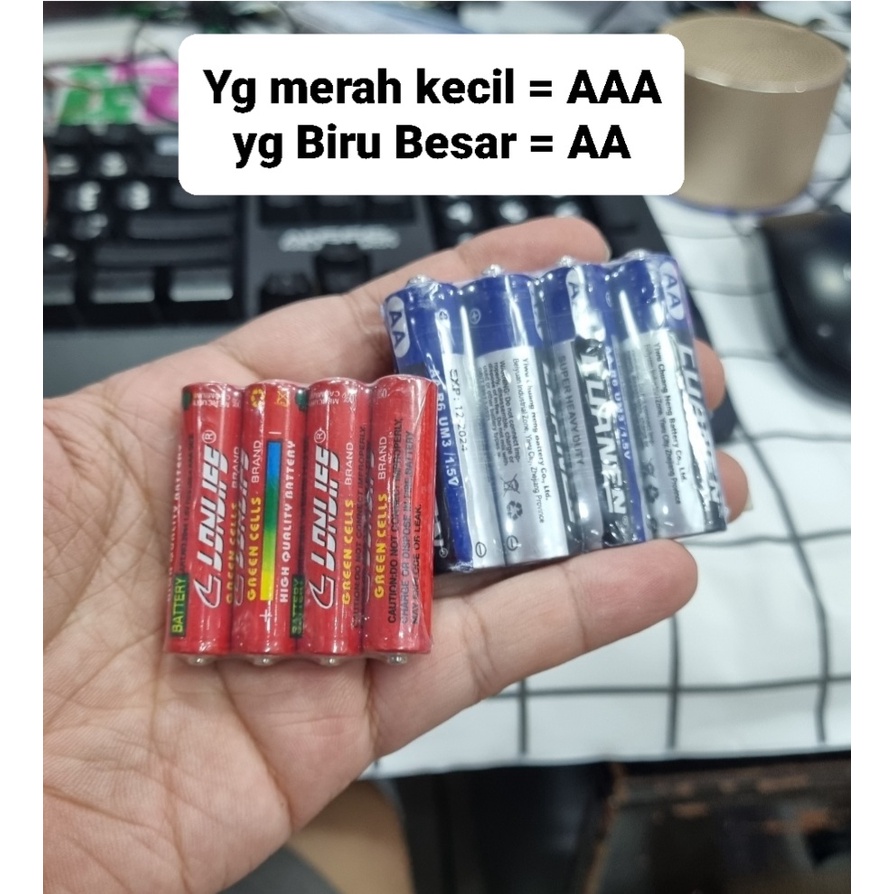 Jual Batu Batt AAA KECIL / AA BESAR Brand Green 1.5V 1.5 V Lion Litium ...