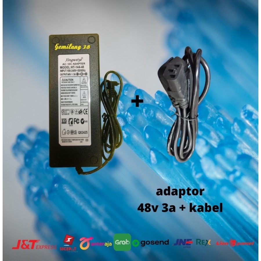 Jual Adaptor 48V 3A + kabel Power supply 48V 3A Adaptor DC 48 V 3 A ...