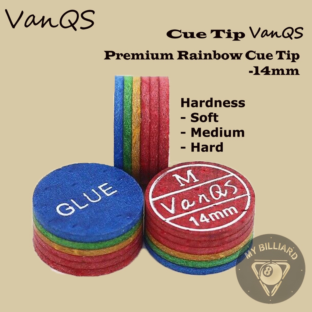 Jual Vanqs Billiard cue tip rainbow 14mm billiar biliar stick stik 14 ...
