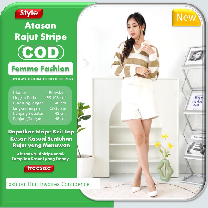 Jual Atasan Rajut dengan Desain Stripe yang Elegan dan Modern | Atasan ...