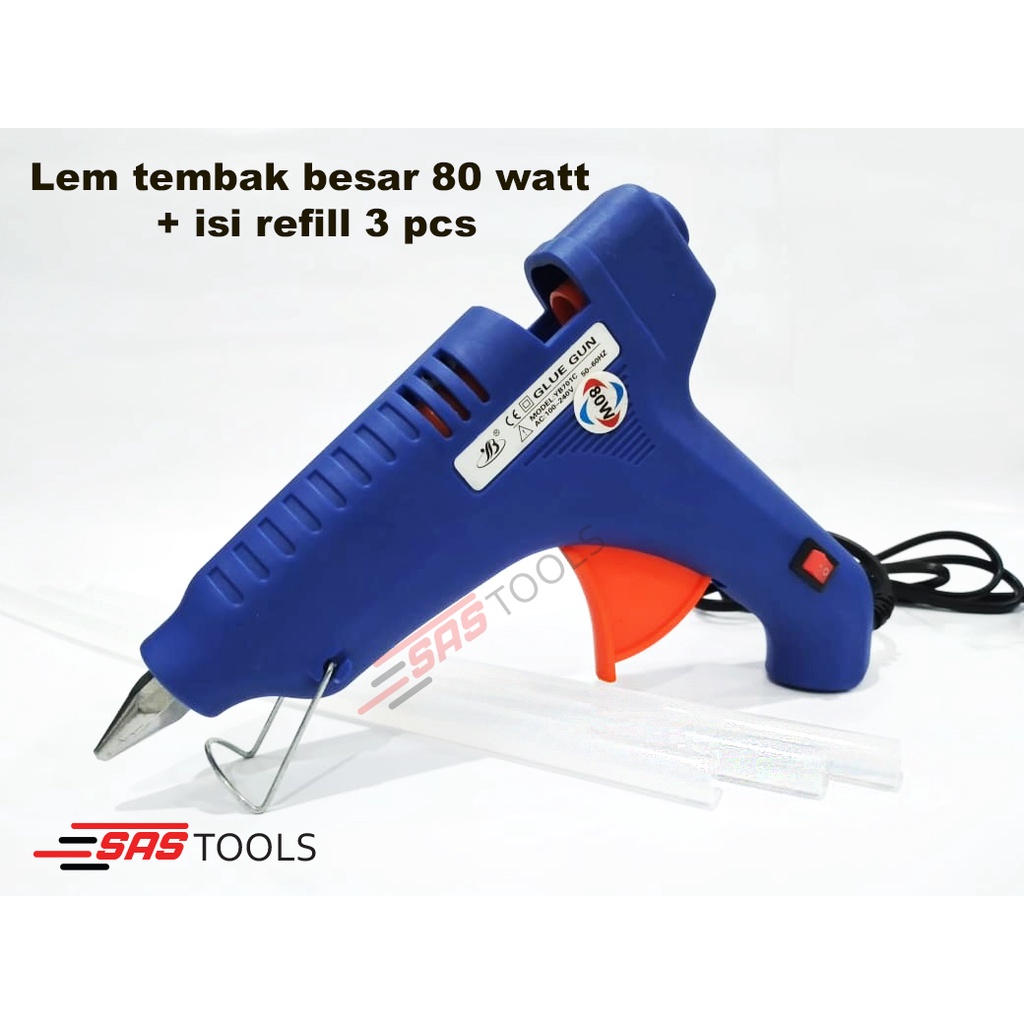 Jual Glue Gun Lem Tembak BESAR 60 watt/ 80 watt BIRU/HITAM + Isi Refill ...