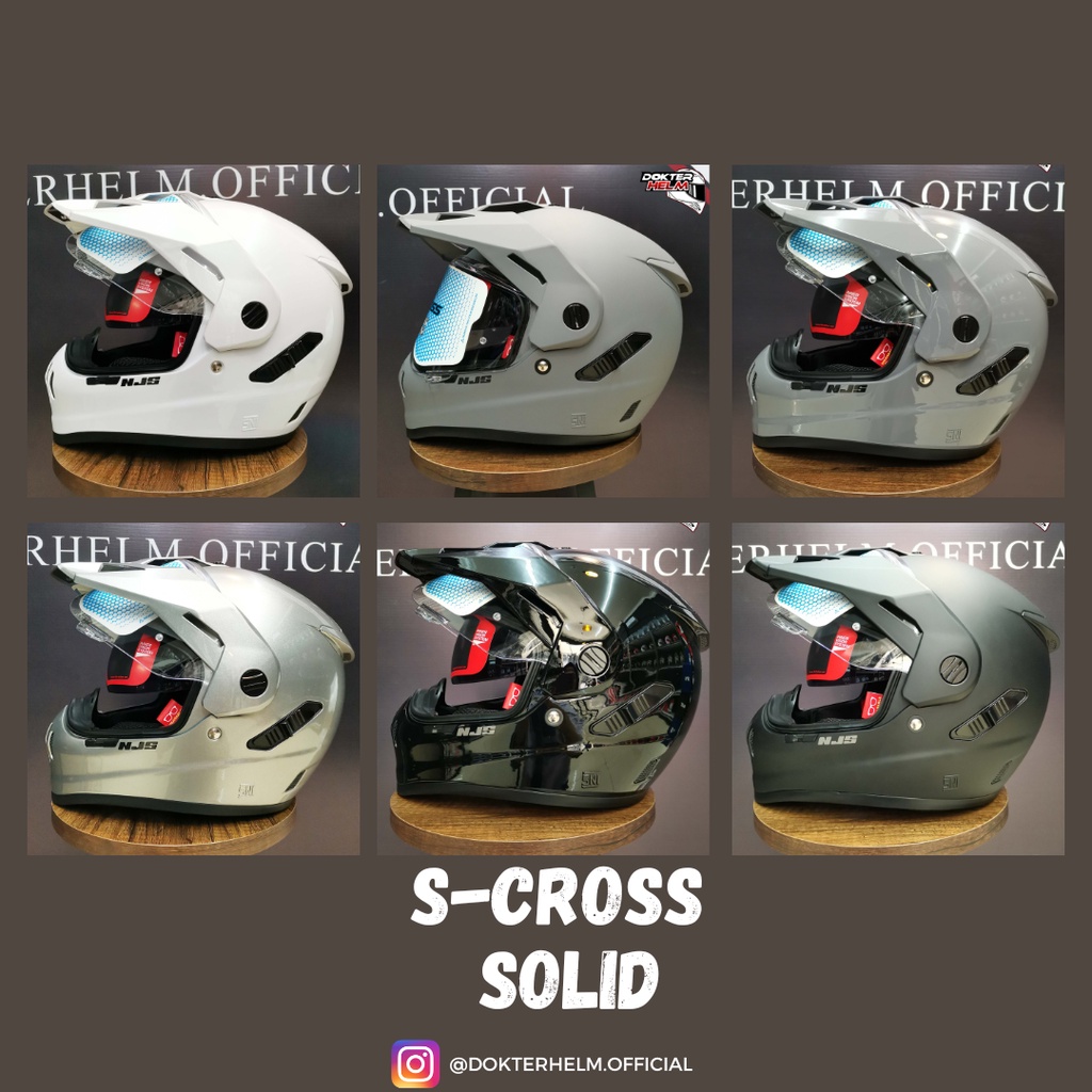 Jual HELM NJS S-CROSS SOLID S CROSS SCROSS WHITE | Shopee Indonesia