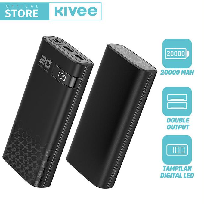Jual Power Bank Kivee Led 20000Mah Dual Input Type-C & Micro Usb 2.1A ...