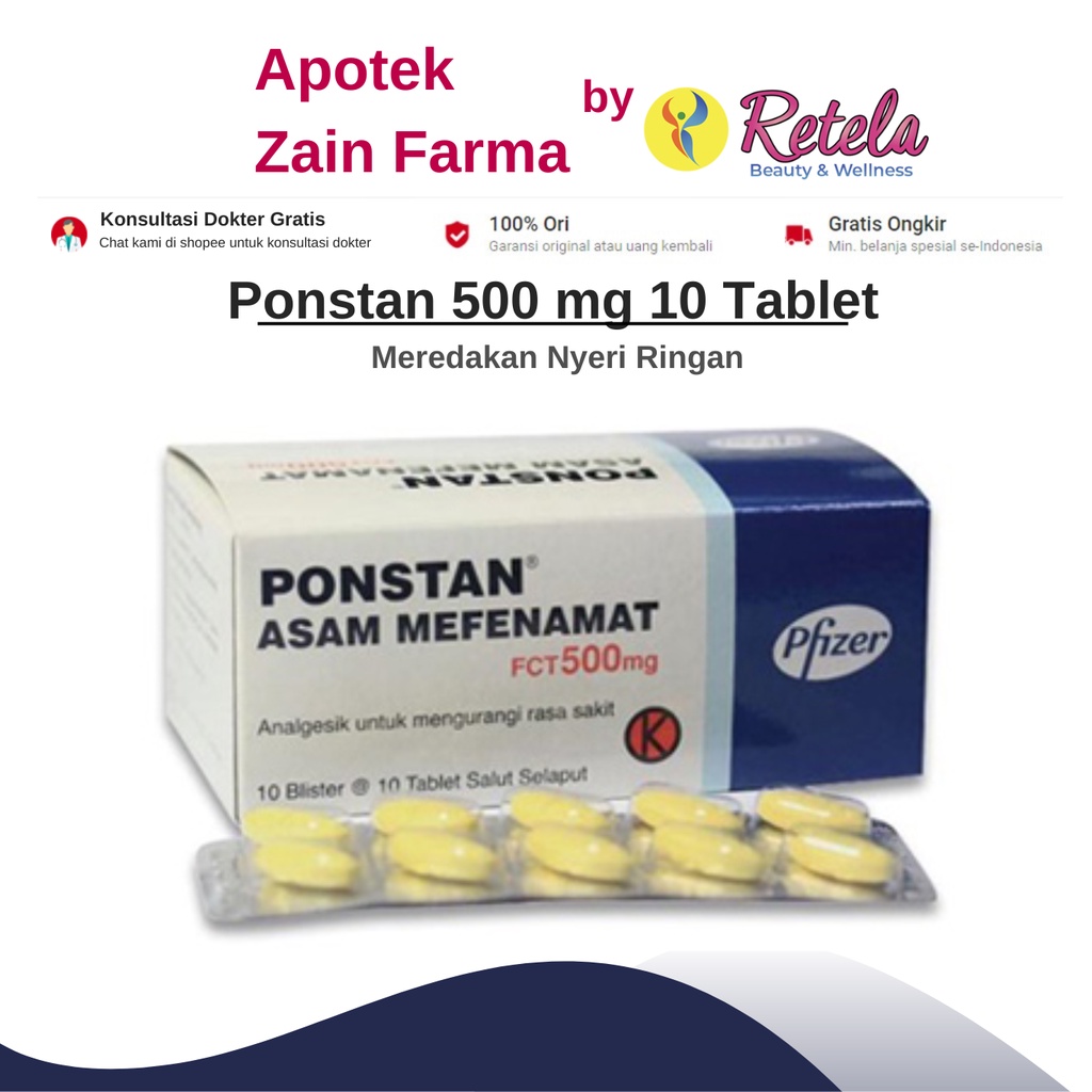 Jual PONSTAN 500MG 1 STRIP 10 TABLET | Shopee Indonesia