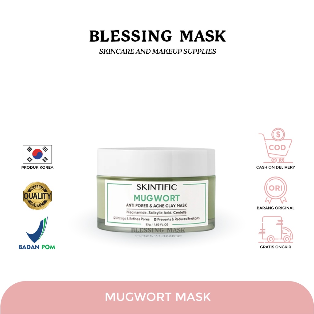 Jual SKINTIFIC - Mugwort Mask Anti Pores & Acne Clay Mask Pore ...