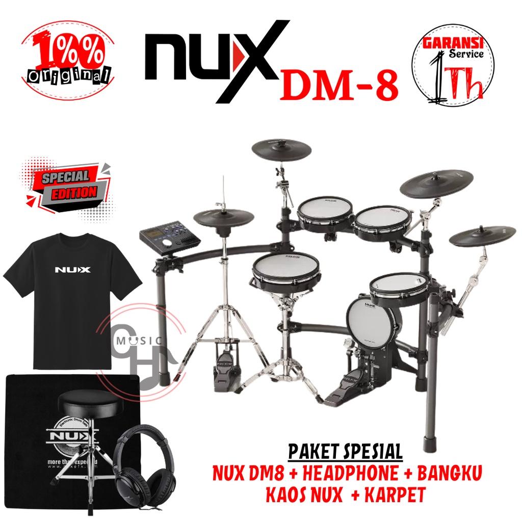 Jual Nux DM-8 Nux DM8 Digital Drum Set with All Mesh Head By Remo | Shopee Indonesia