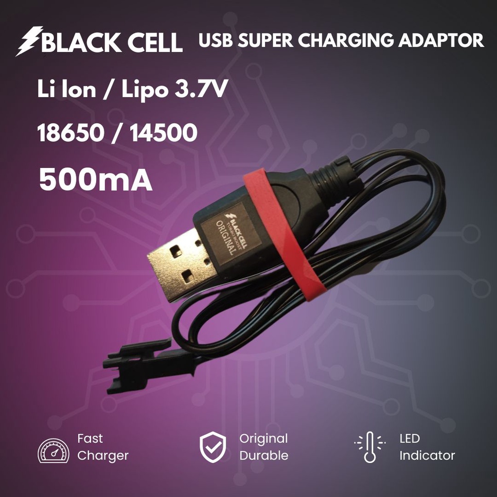 Jual RC USB FAST Charger BLACK CELL 500mA 3.7V DC5V Li Ion Lipo 14500 ...
