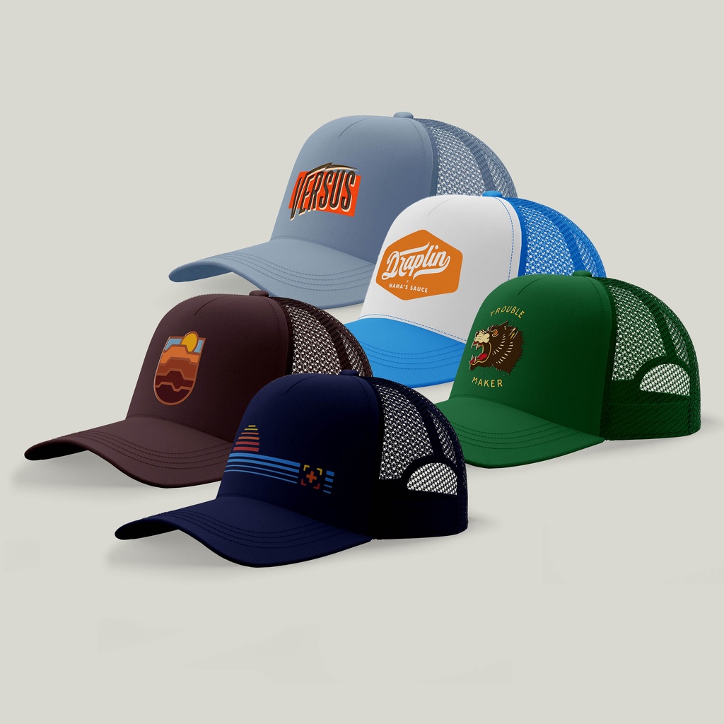 Jual Trucker Sunset Bitmap Trouble Draplin Versus | Topi Jaring ...