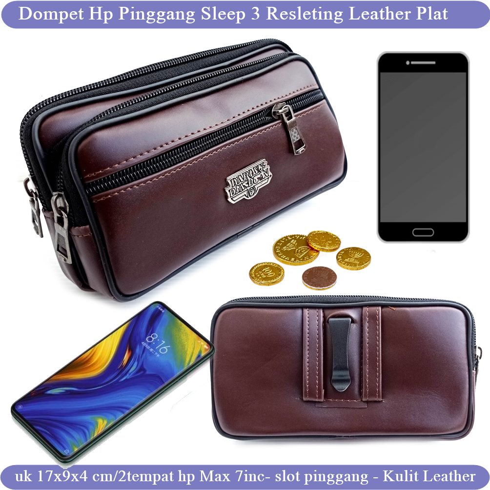 Jual Dompet Hp Pria Sleep Black Leather 3R New | Shopee Indonesia