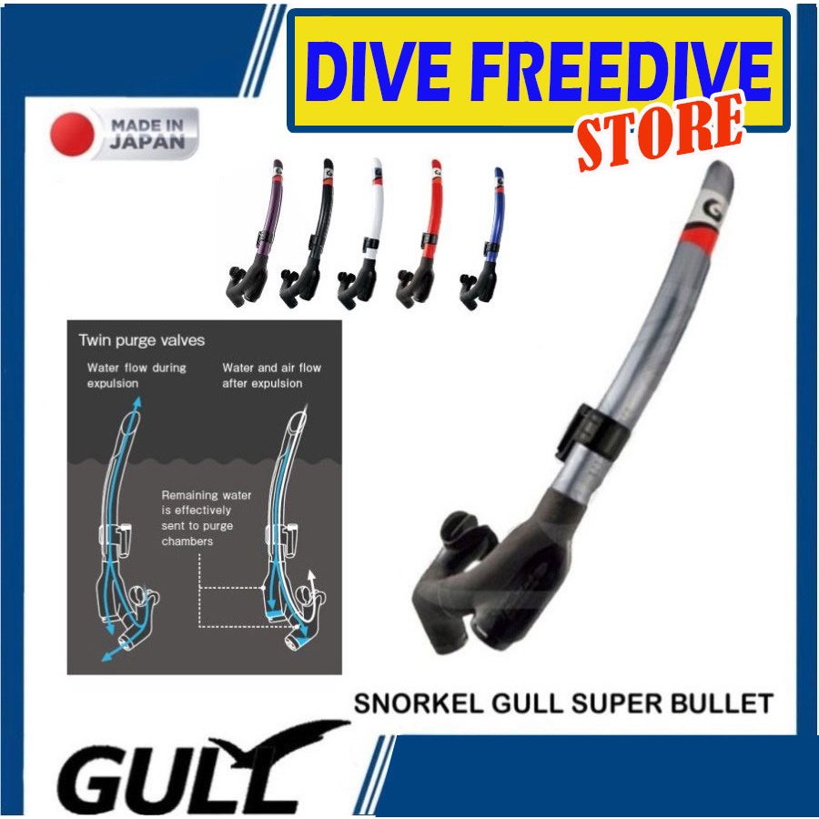Jual GS-3180 Snorkel Gull Super Bullet Twin Purge Valve Semi Dry Scuba ...