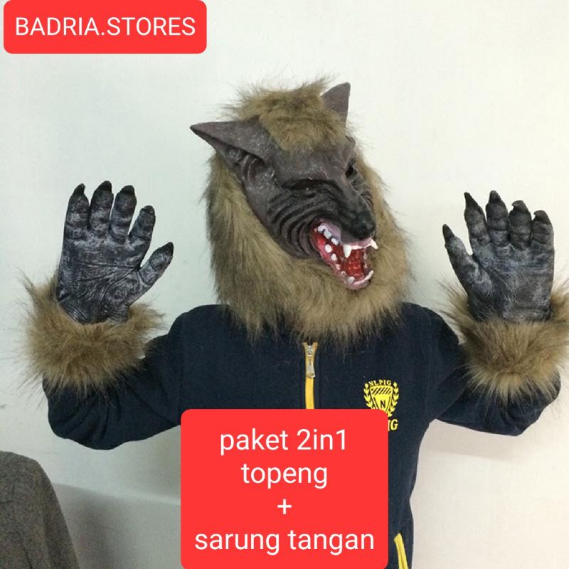 Jual topeng srigala 2in1 topeng+ tangan | Shopee Indonesia