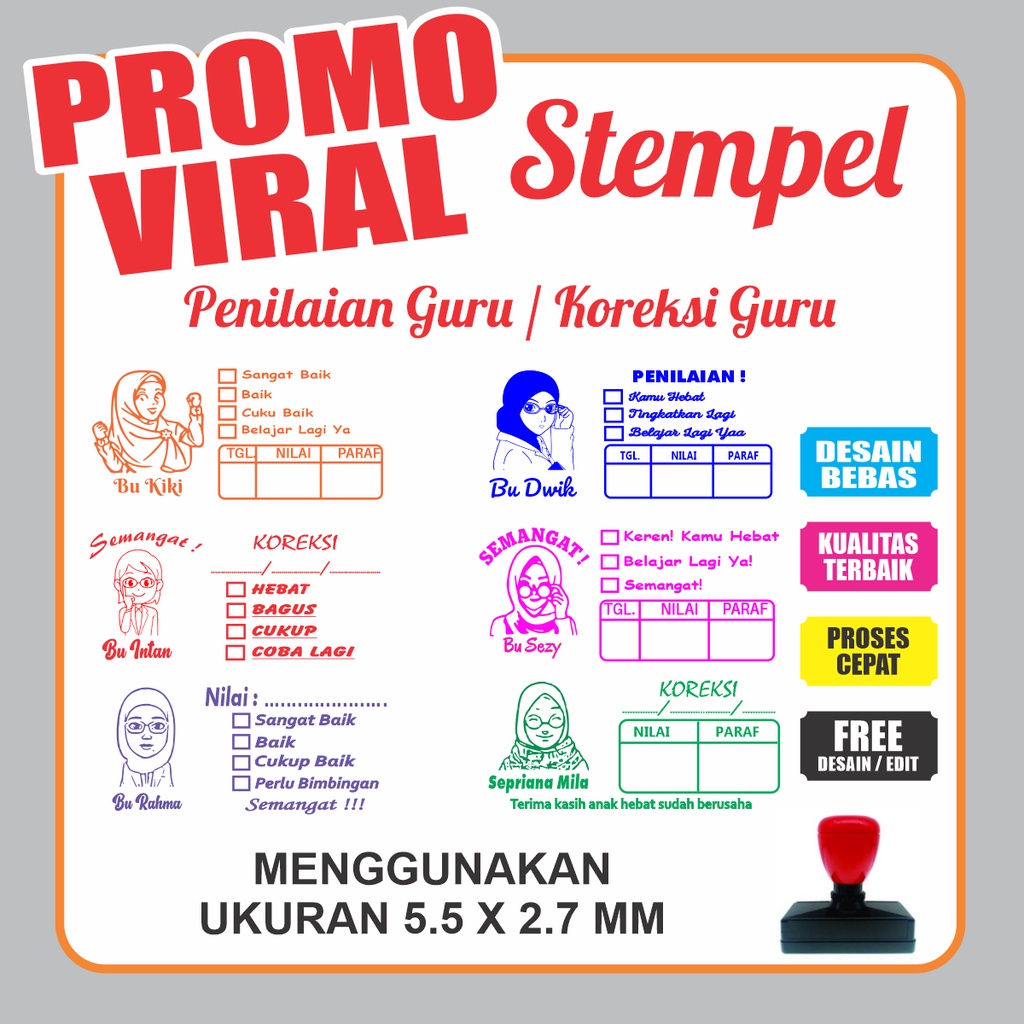 Jual Stempel Nilai Guru VIRAL / Penilaian / Koreksi / Checked / Reward by Hamdalah printing ...
