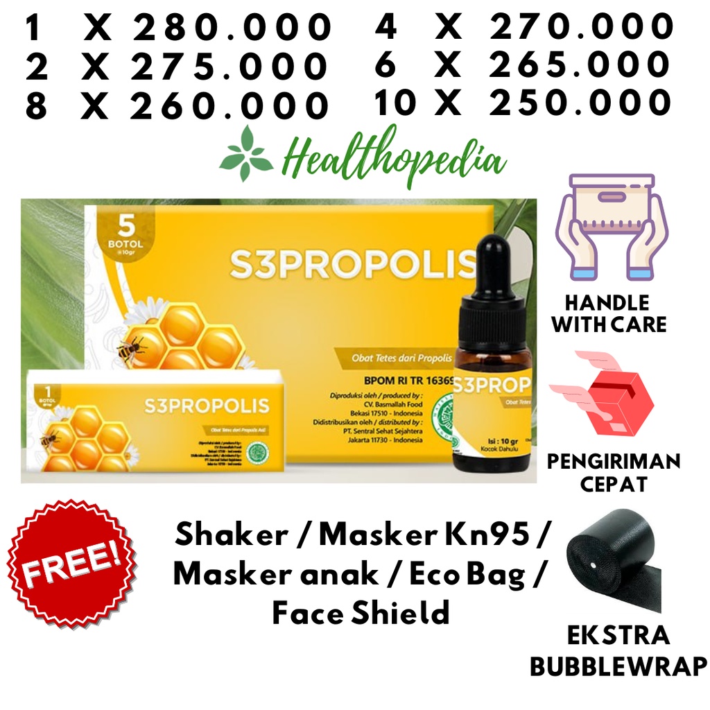 Jual S3 PROPOLIS 5 BOTOL @10ml Brazillian Green Propolis dengan Nano ...