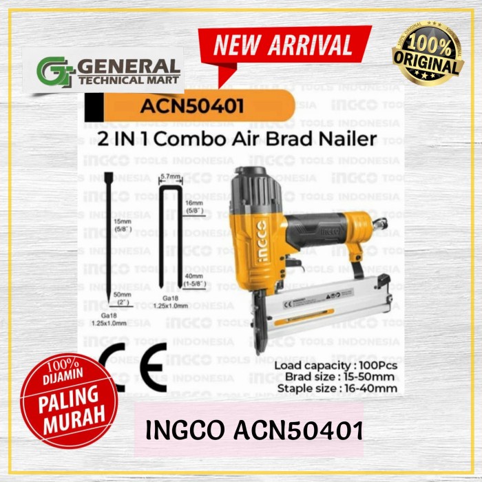 Jual Staples Paku Tembak Angin 2 In 1 Combo Air Brad Nailer Ingco ...
