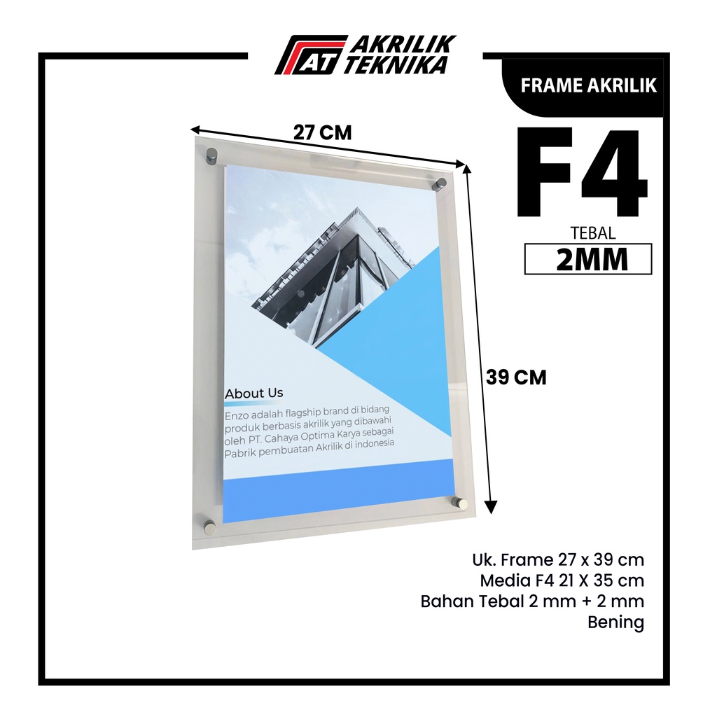 Jual Frame Bingkai Display Poster Akrilik Menu Dinding Ukuran F4