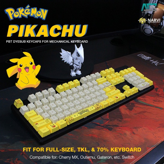 Jual Best Seller Keycaps Pokemon Pikachu Pbt Dyesub For Mechanical ...