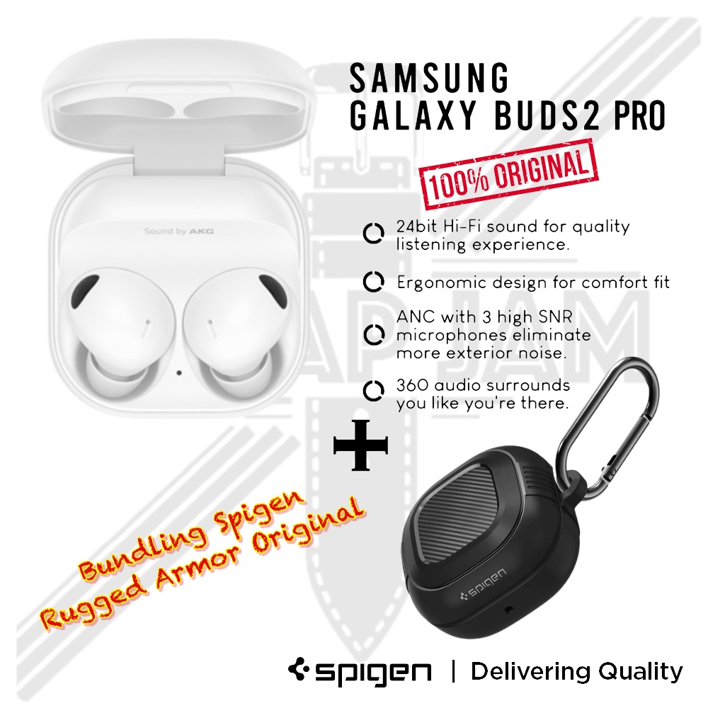 Jual Samsung Galaxy Buds 2 Pro White SEIN Bundling Spigen Rugged Armor ...